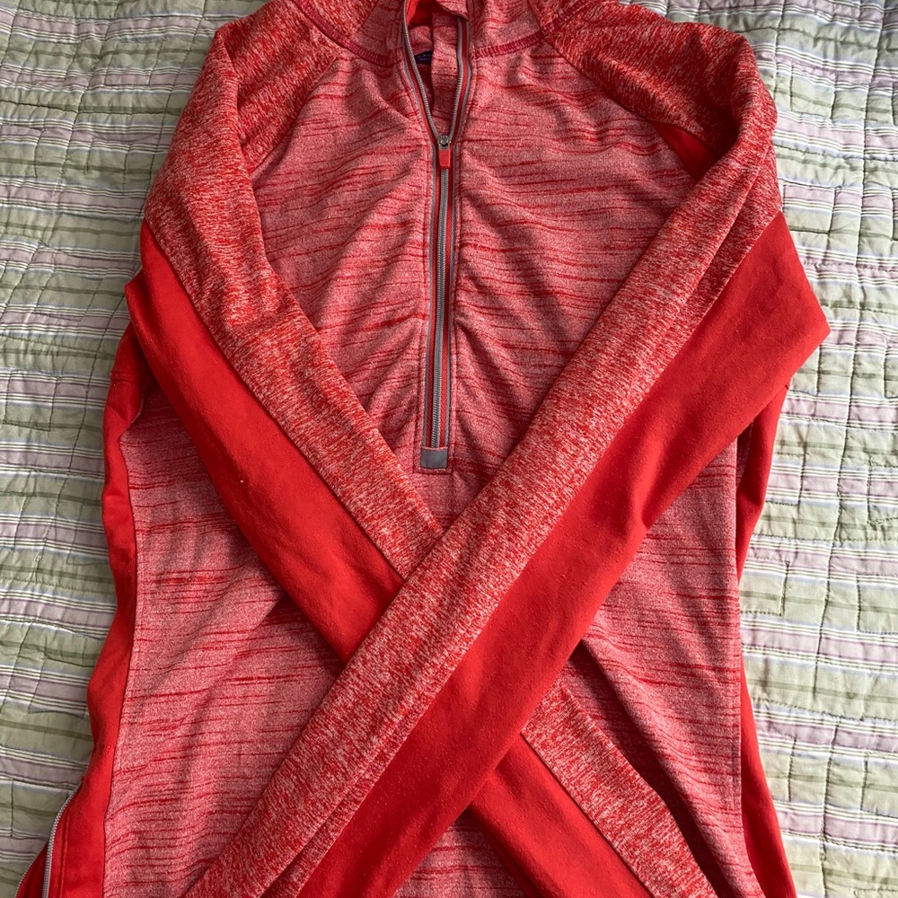 Athleta Red Orange Reflective Running Quarter Zip - Gem